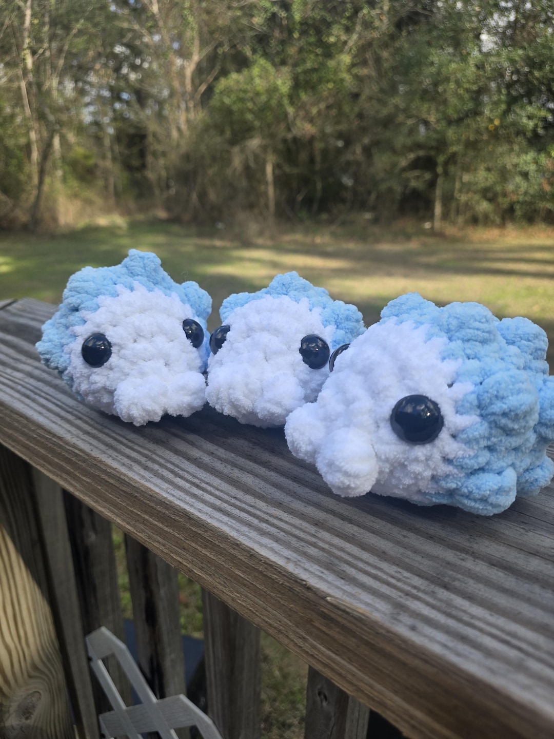 BIG Snom Plush - Crochet Sea Slug Plushie, Blue & White, Handmade ...