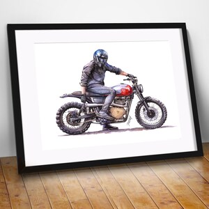 Triumph Motorcycle Original Artwork, Motorcycle Art for Man Cave ...