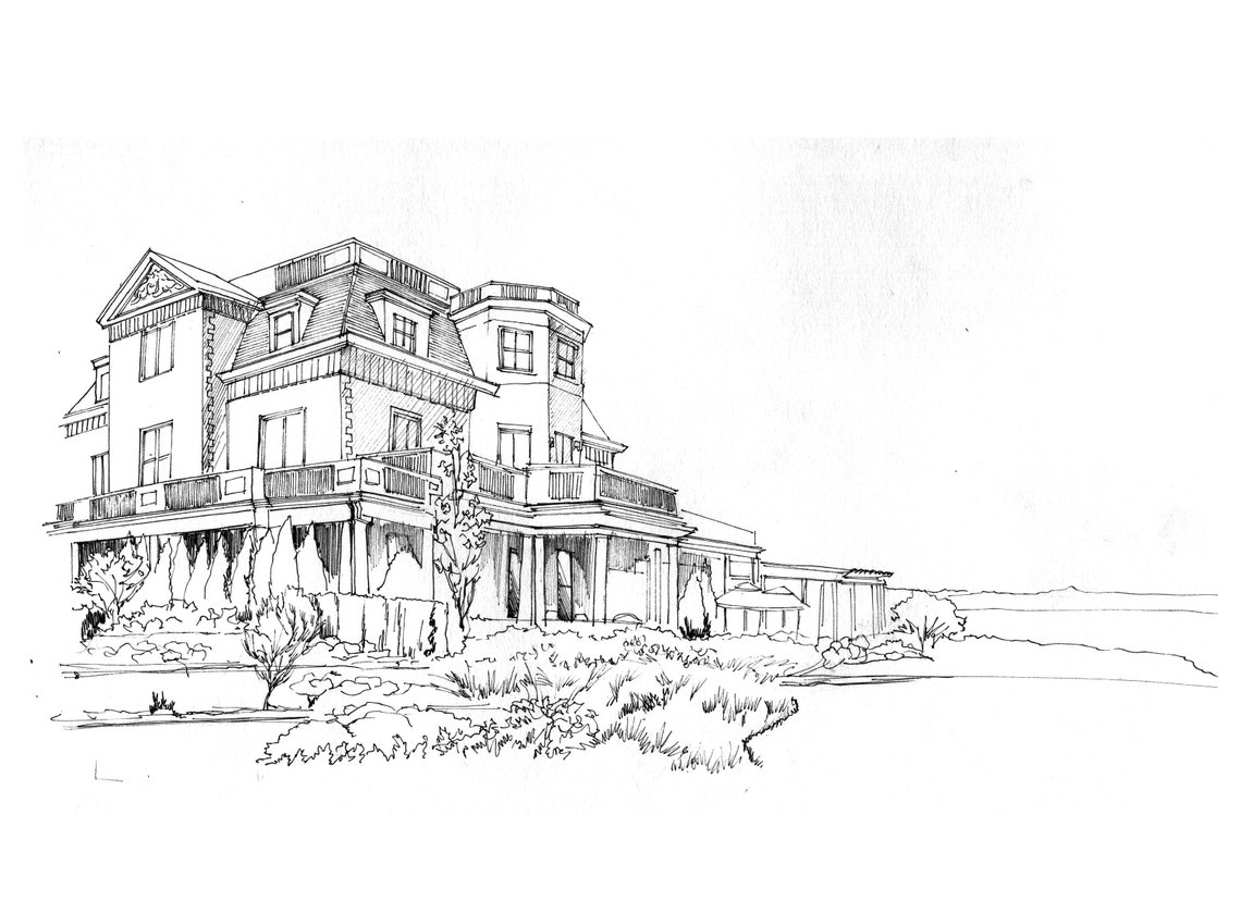 Wedding Venue Drawing Wedding Venue Sketch Custom Pen and | Etsy