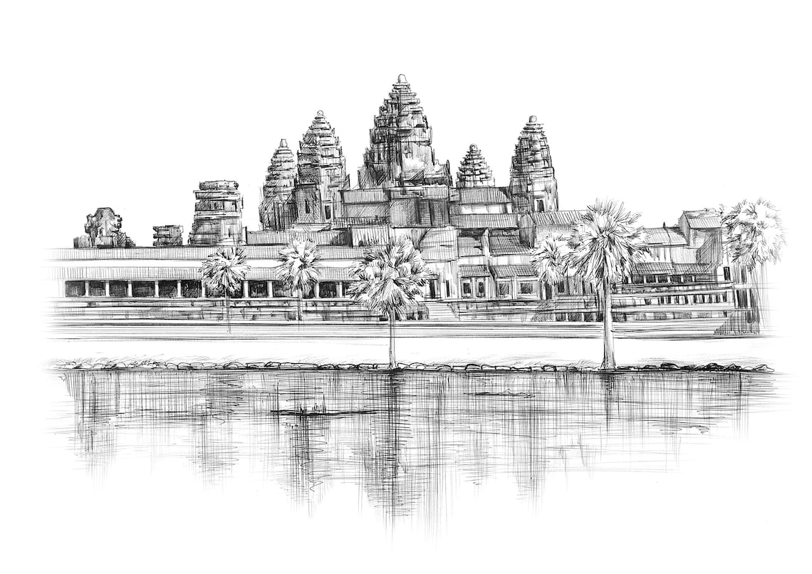 Angkor Wat Print Cambodia Poster Vintage Temple Art Angkor - Etsy