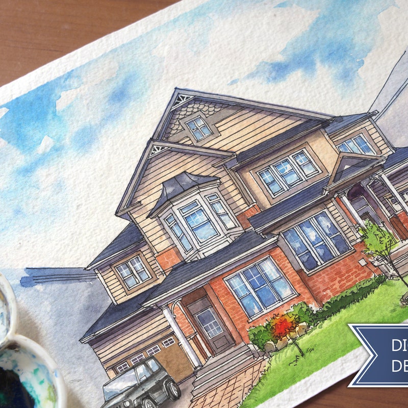 Custom House Portrait - Etsy