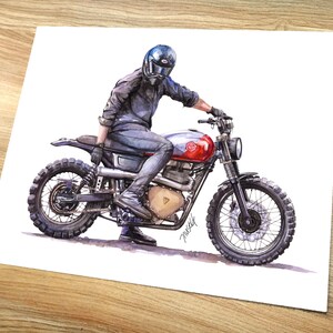 Triumph Motorcycle Original Artwork, Motorcycle Art for Man Cave ...