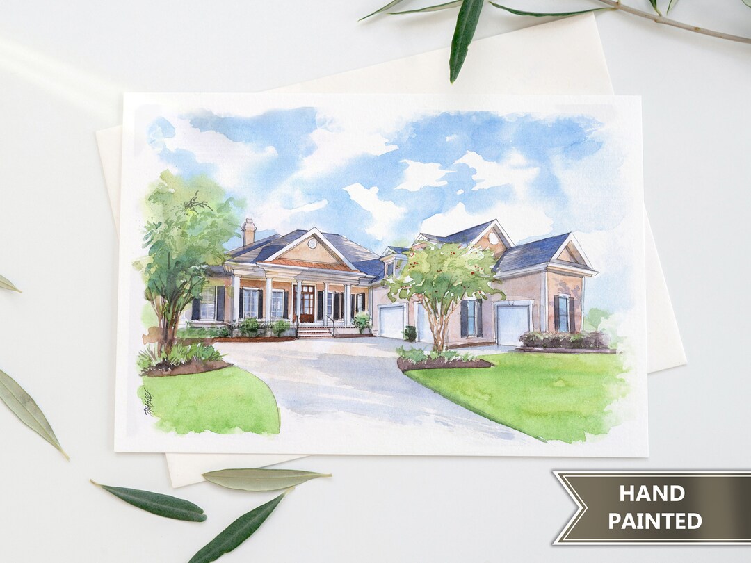 Custom House Portrait, Hand Painted House Painting From Photo, Realtor ...