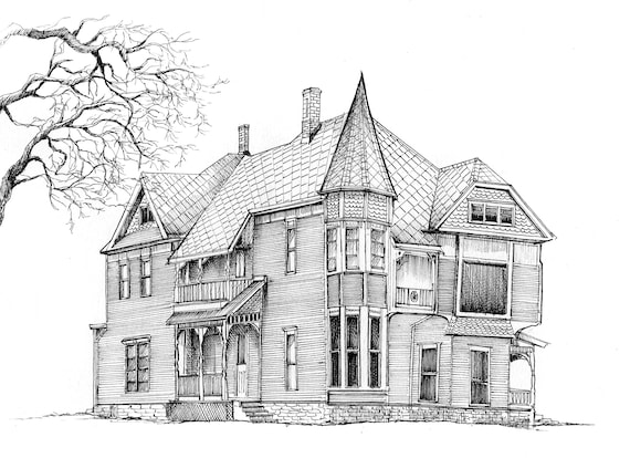 Black And White House Illustration