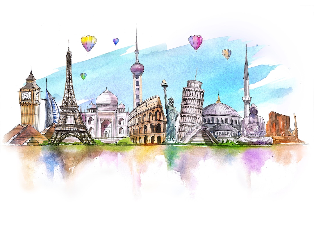 World Landmarks JPG, Famous Landmarks Clipart, Wonders of the World ...