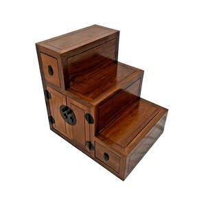 Japanese Kaidan Tansu Step Chest Cabinet Two Pass Through Drawers Hand ...