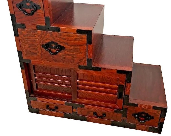 Japanese KAIDAN-TANSU Cabinet Rare Five Double Sided Push Through ...