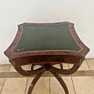 Milano Furniture Art Deco Italian Style Side Table Green Embossed ...