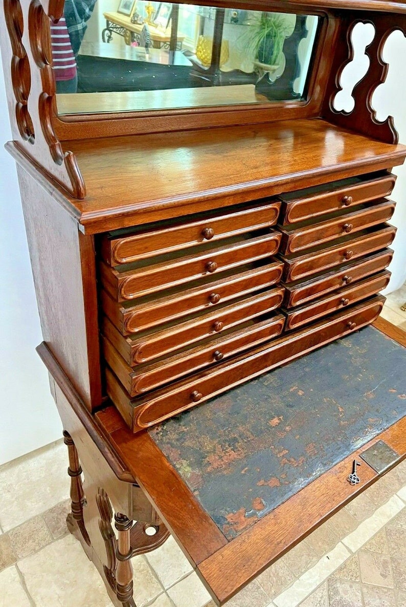 Victorian Artists Secretary Desk Organizer Mirror Top Shelves - Etsy