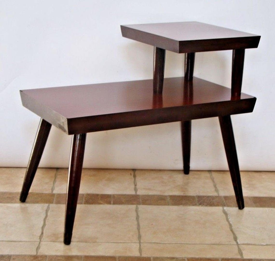 Atomic Era Mid Century Modern Brass Mahogany End Table Two - Etsy