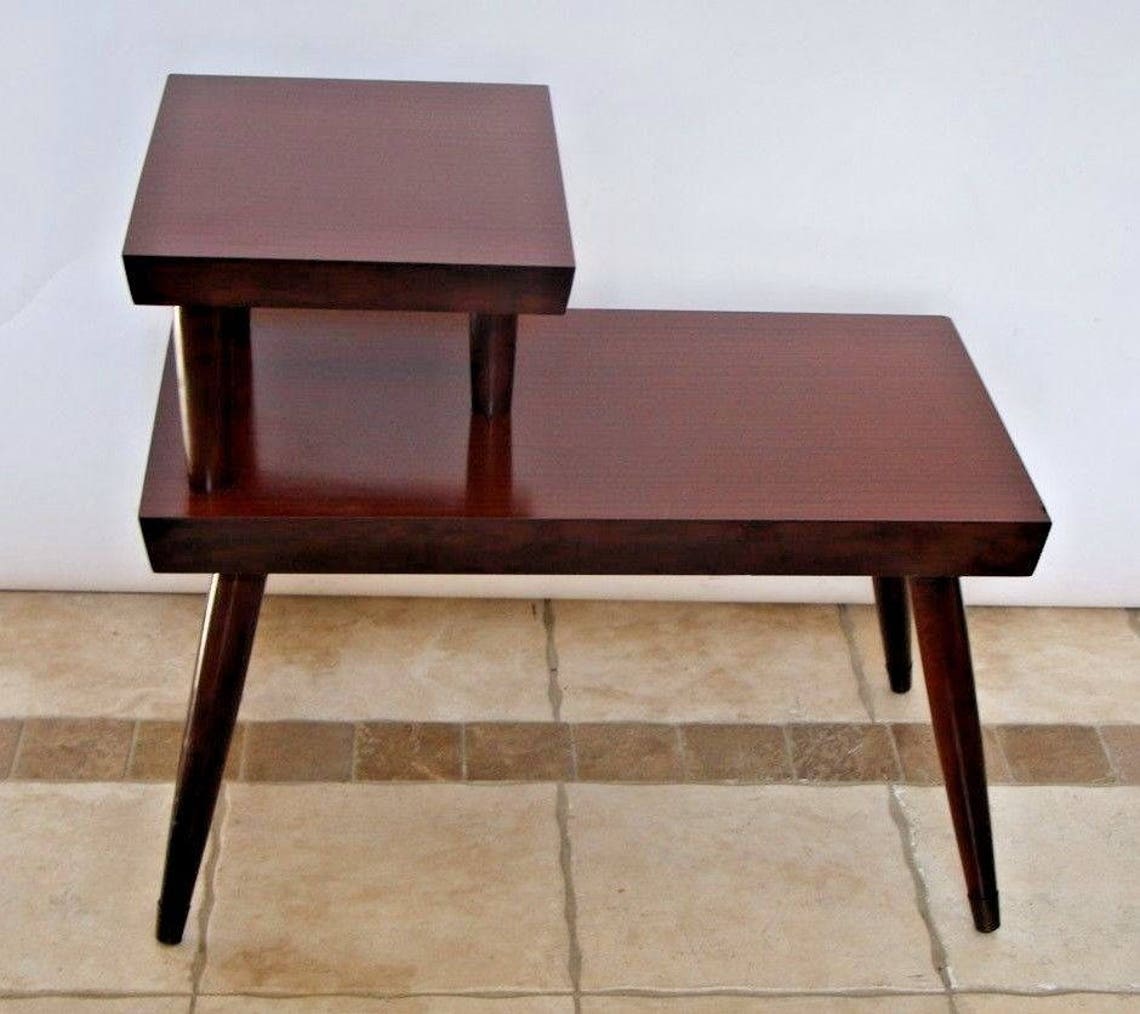 Atomic Era Mid Century Modern Brass Mahogany End Table Two - Etsy