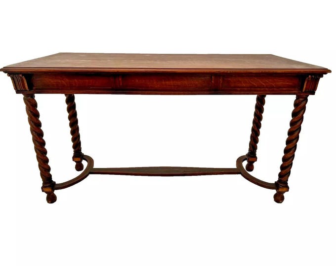 Large Victorian Gothic Sofa Table Console Barley Twist Legs Two Side ...