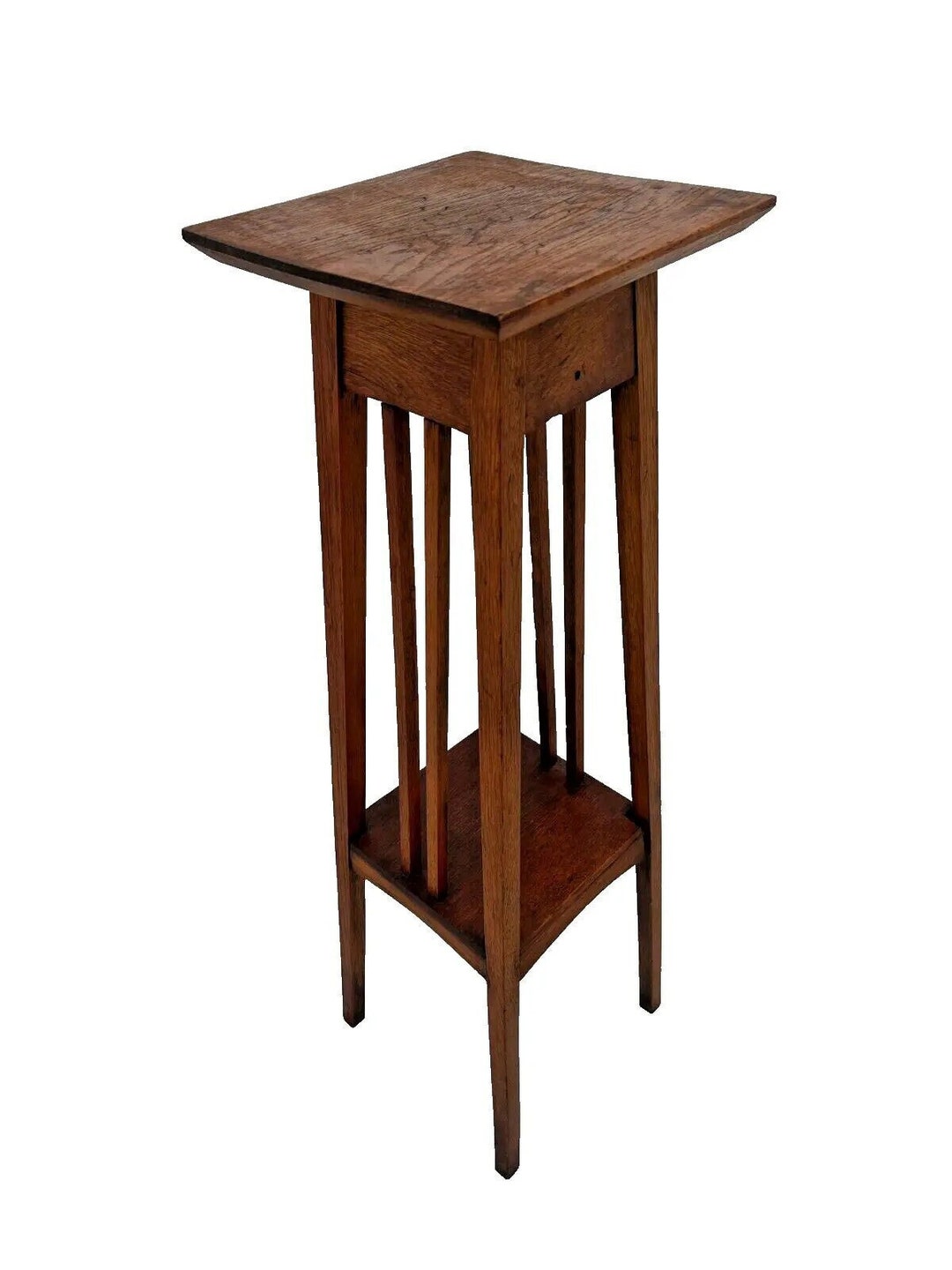 Arts and Crafts Square Plant Stand Table With Bottom Shelf Two Tier ...