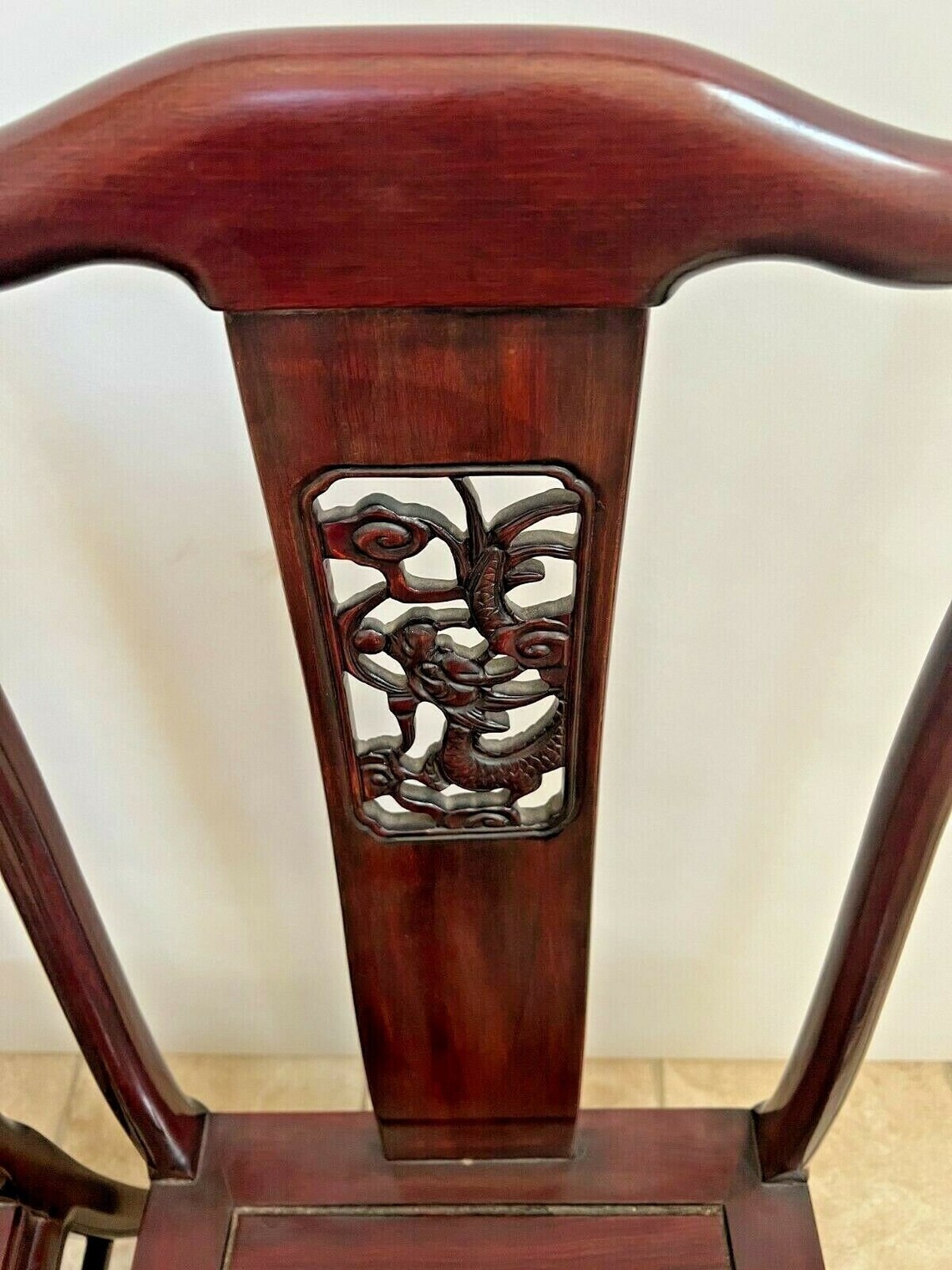 Vintage Side Chairs Asian Theme Dragon Carved Back Solid | Etsy