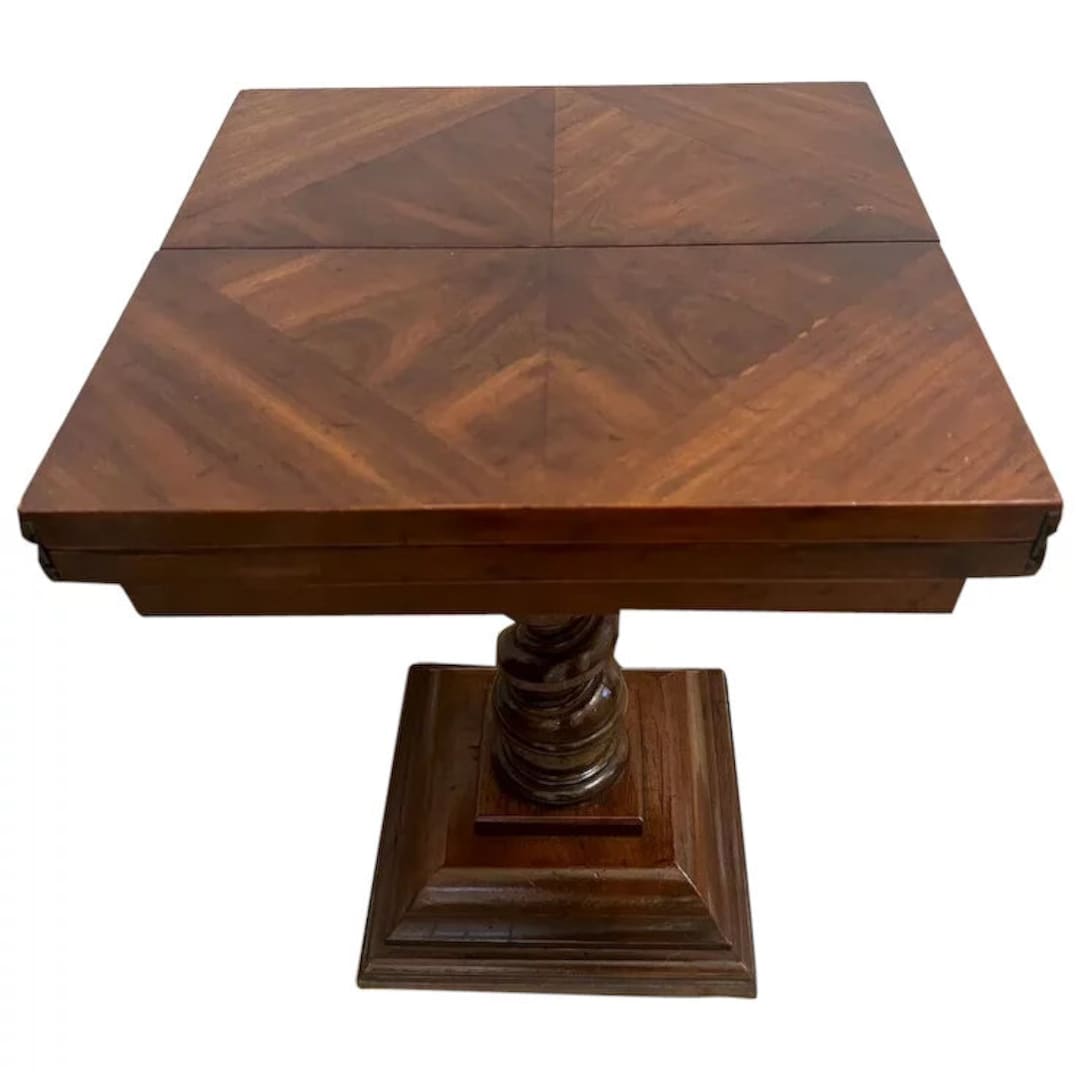 Vintage Drexel Expanding Square Table Barley Twist Petite Size Pedestal ...