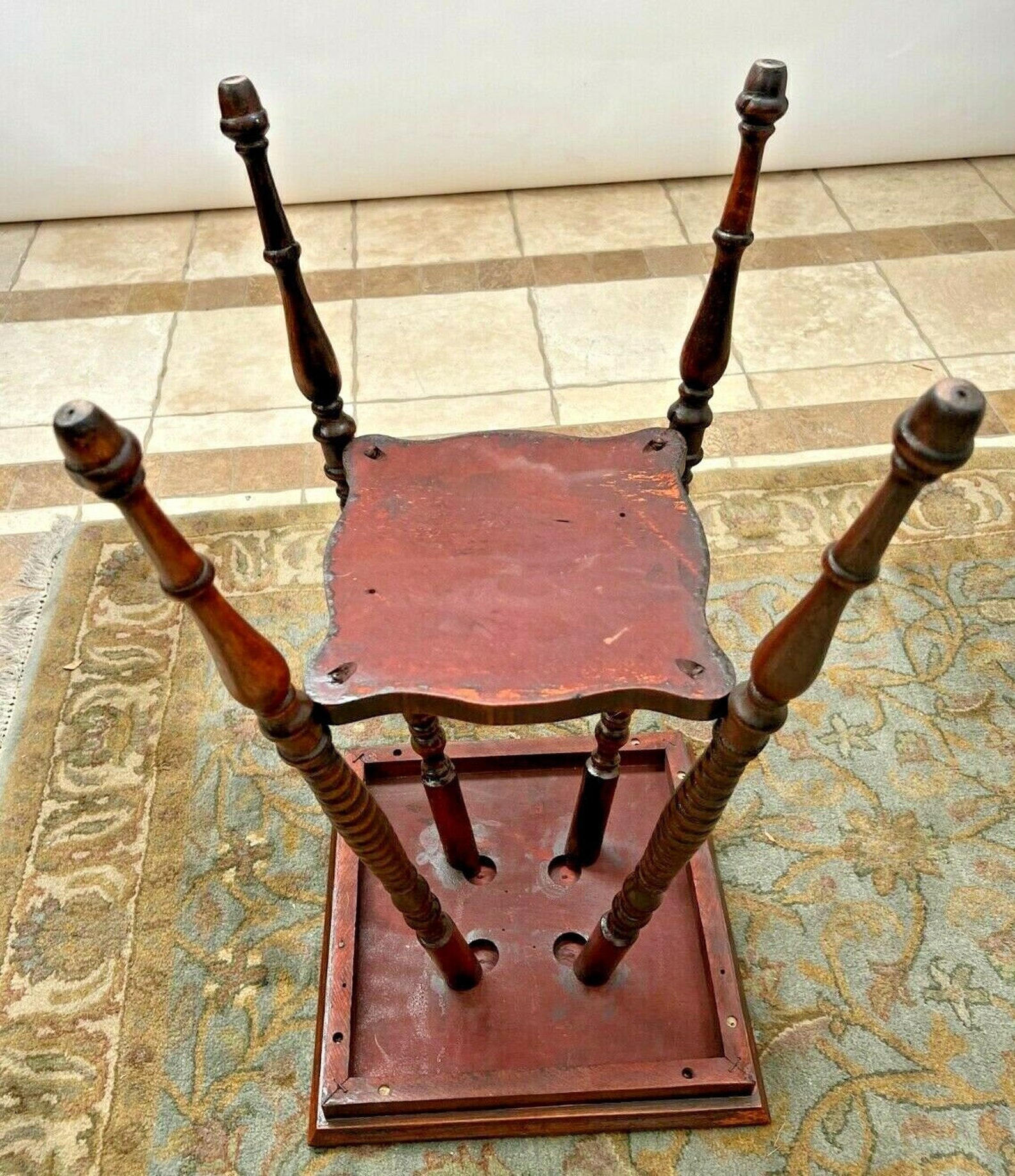 Antique Victorian Square Table With Bottom Shelf Two Tier - Etsy