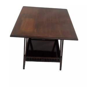 Antique Victorian Square Table Bottom Shelf Two Tier Solid Mahogany ...