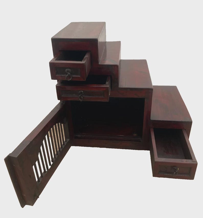Vintage Japanese Kaidan Tansu Step Chest Swing Door Cabinet Three ...