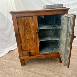 Italian Antique Ice Box Two Storage Cabinets Four Racks Top Access ...
