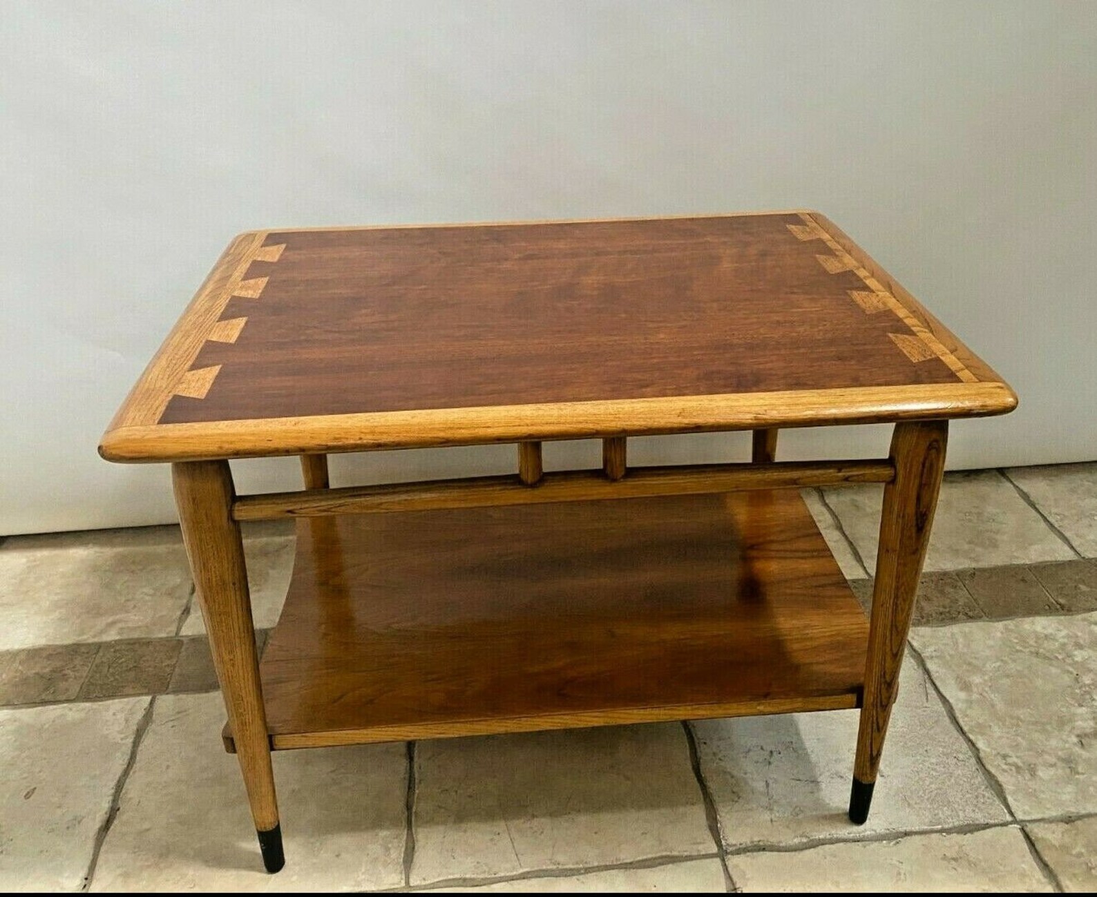 Mid Century Modern Lane Side Table Walnut Nightstand With Bottom Shelf ...