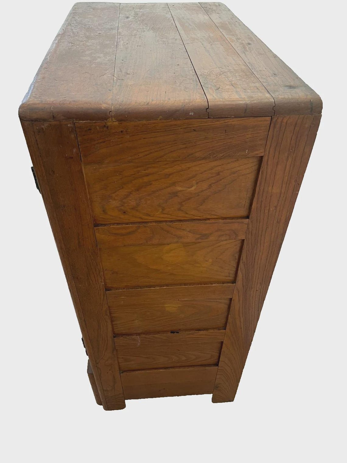 Antique Ice Box Three Storage Cabinets, Oak, Brass Latches, Three Racks ...