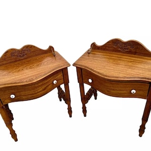Vintage Pair Pulaski Keepsake Side Tables Nightstands Single Drawer ...
