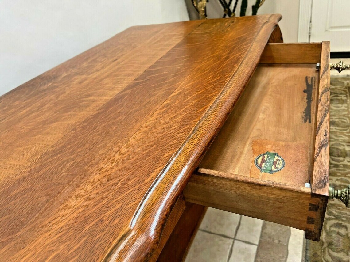 Antique Desk Library Table by Wolverine Mfg One Drawer Bottom Shelf ...