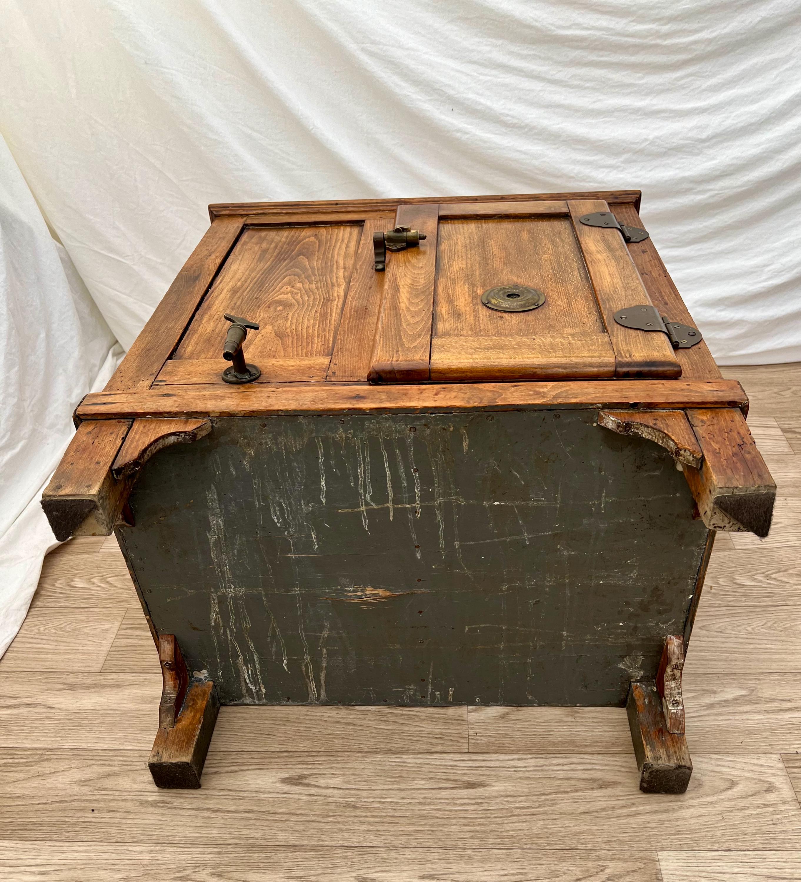 Italian Antique Ice Box Two Storage Cabinets Four Racks Top Access ...