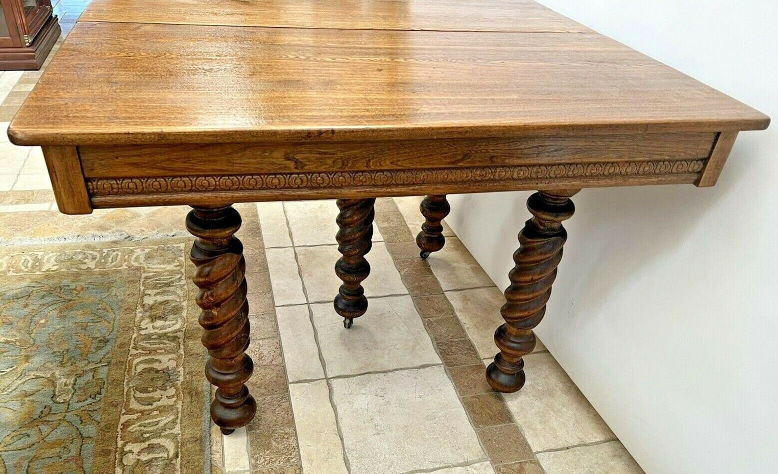 Antique Square Kitchen Table Barley Twist Rare Five Legs on - Etsy