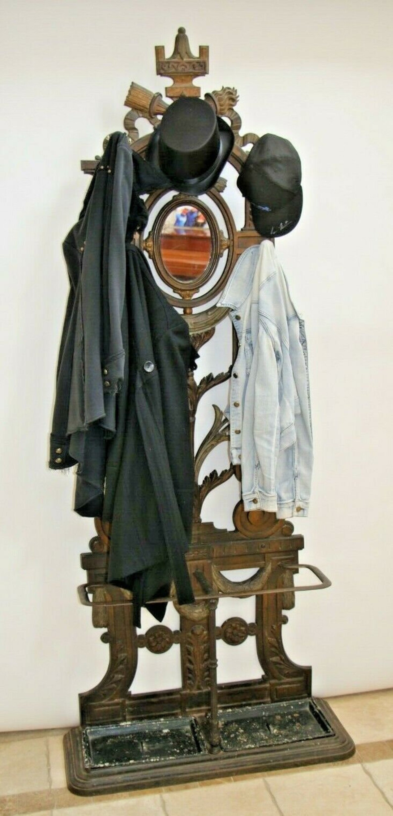 Antique Cast Iron Hall Tree Victorian Coat Rack Tilt Mirror | Etsy