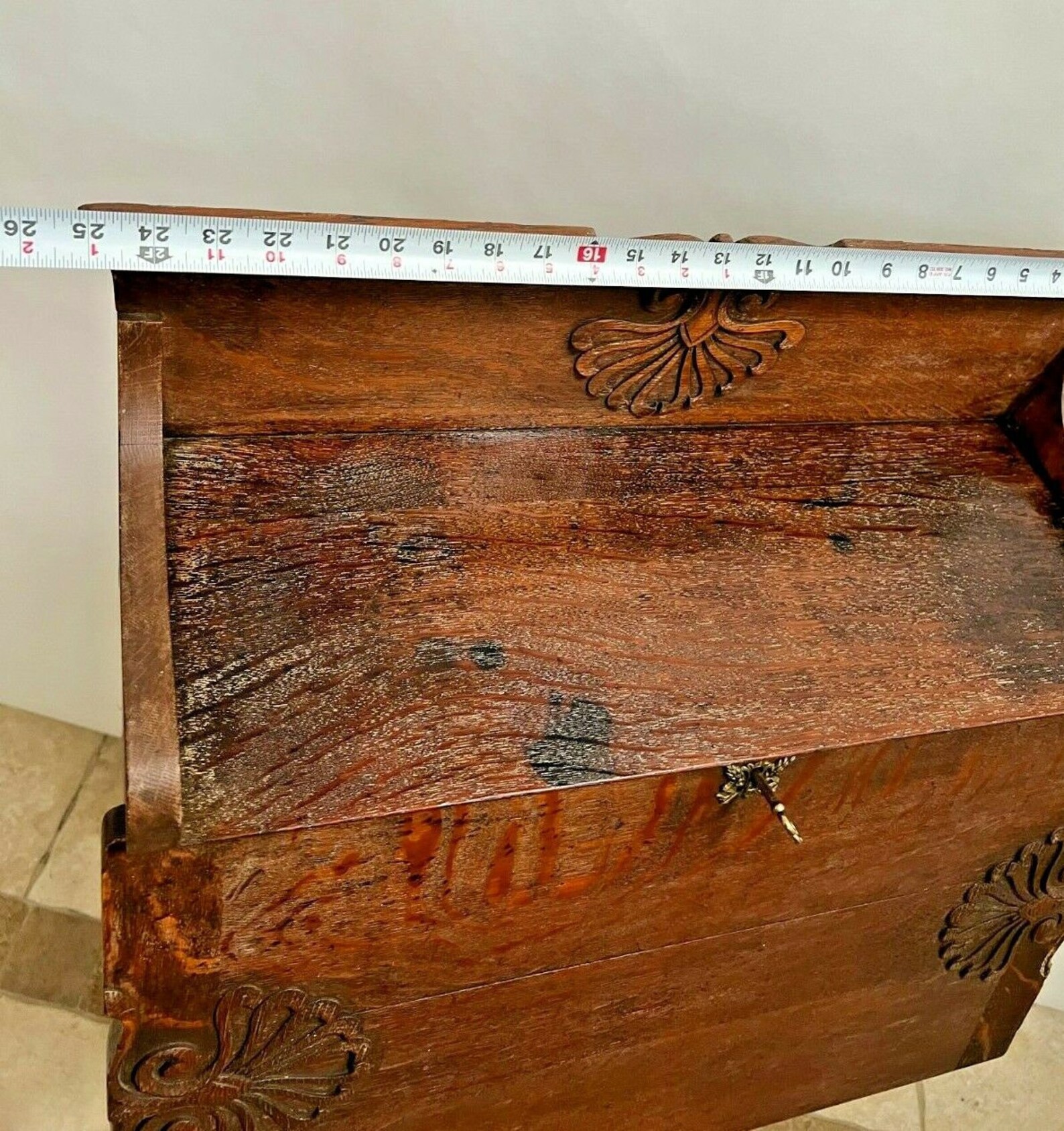 Antique Secretary Desk Solid Oak Locking Door With Key Bottom - Etsy