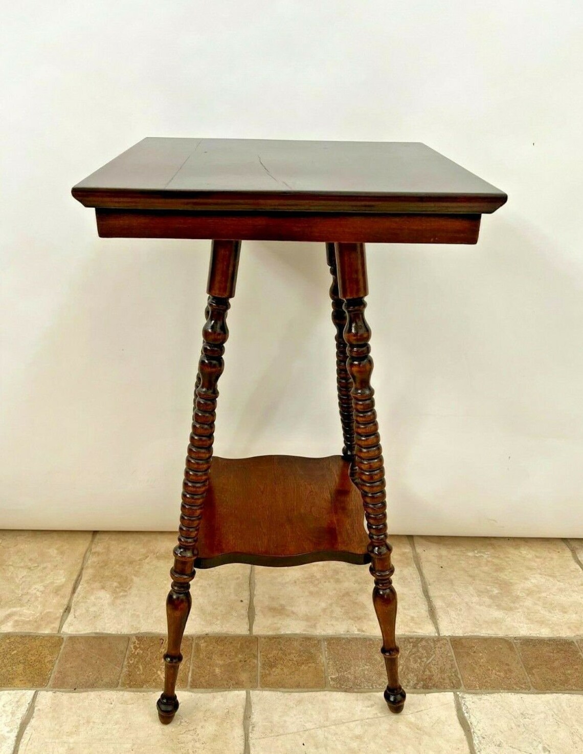 Antique Victorian Square Table With Bottom Shelf Two Tier - Etsy