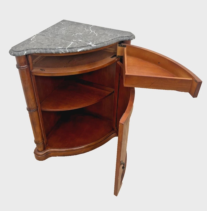 Vintage Corner Cabinet With Swing Drawer Marble Top Removable Shelf ...