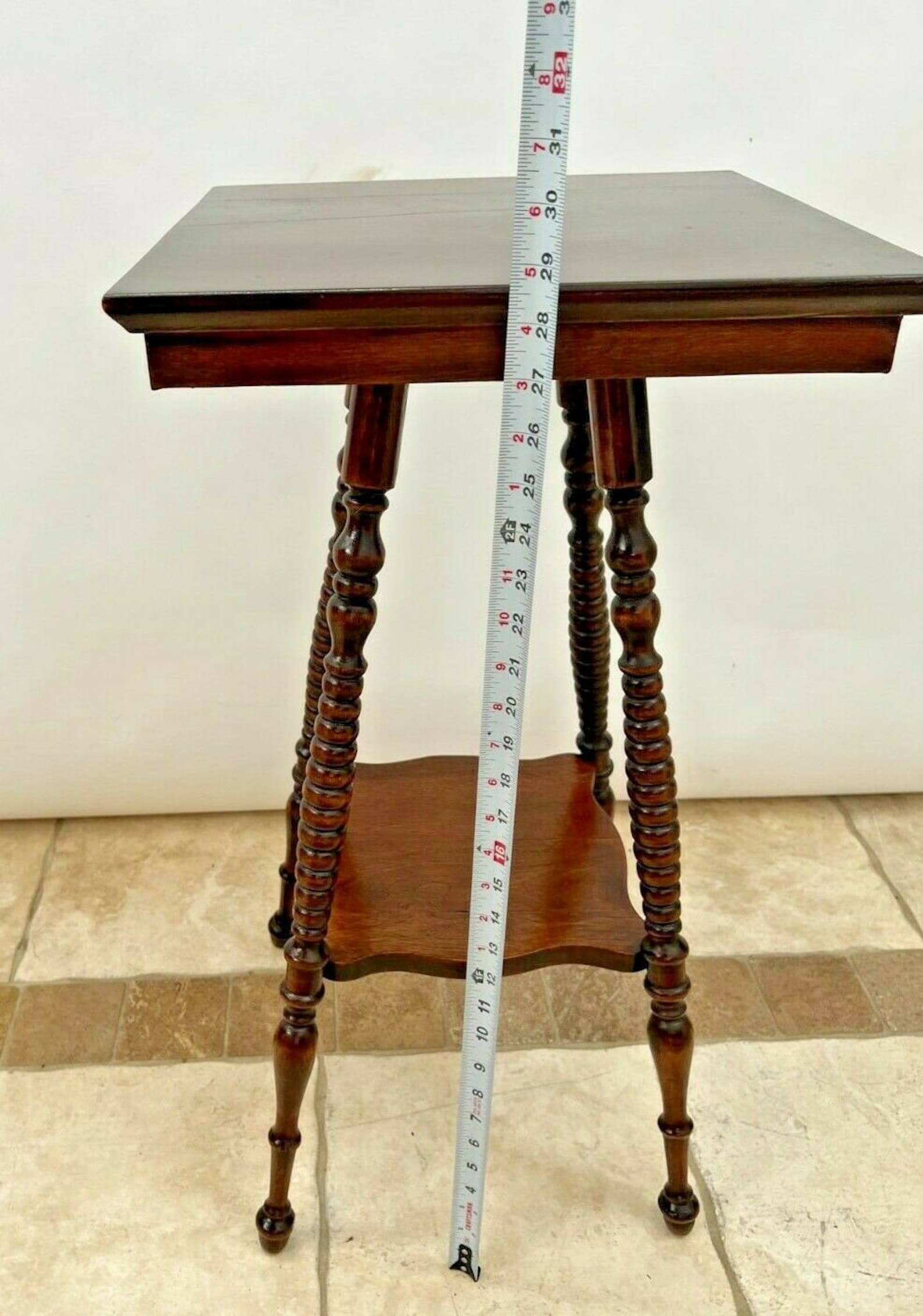 Antique Victorian Square Table With Bottom Shelf Two Tier Solid ...