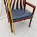Vintage Curved Spindle Back Arm Chair Mahogany Blue Leather Seat - Etsy