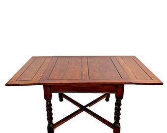 Antique English Barley Twist Oak Draw Leaf Pub Table - Etsy
