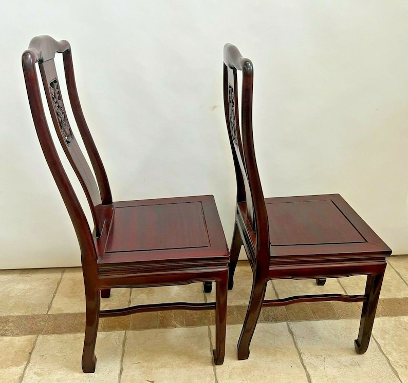 Vintage Side Chairs Asian Theme Dragon Carved Back Solid - Etsy