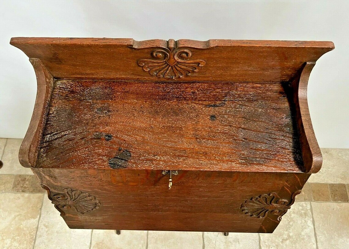 Antique Secretary Desk Solid Oak Locking Door With Key Bottom - Etsy