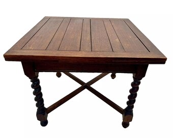 Antique English Barley Twist Oak Draw Leaf Pub Table - Etsy
