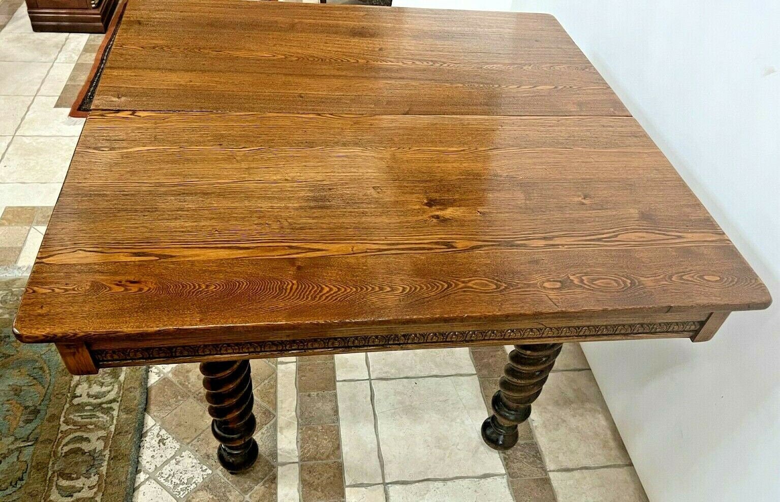 Antique Square Kitchen Table Barley Twist Rare Five Legs on | Etsy