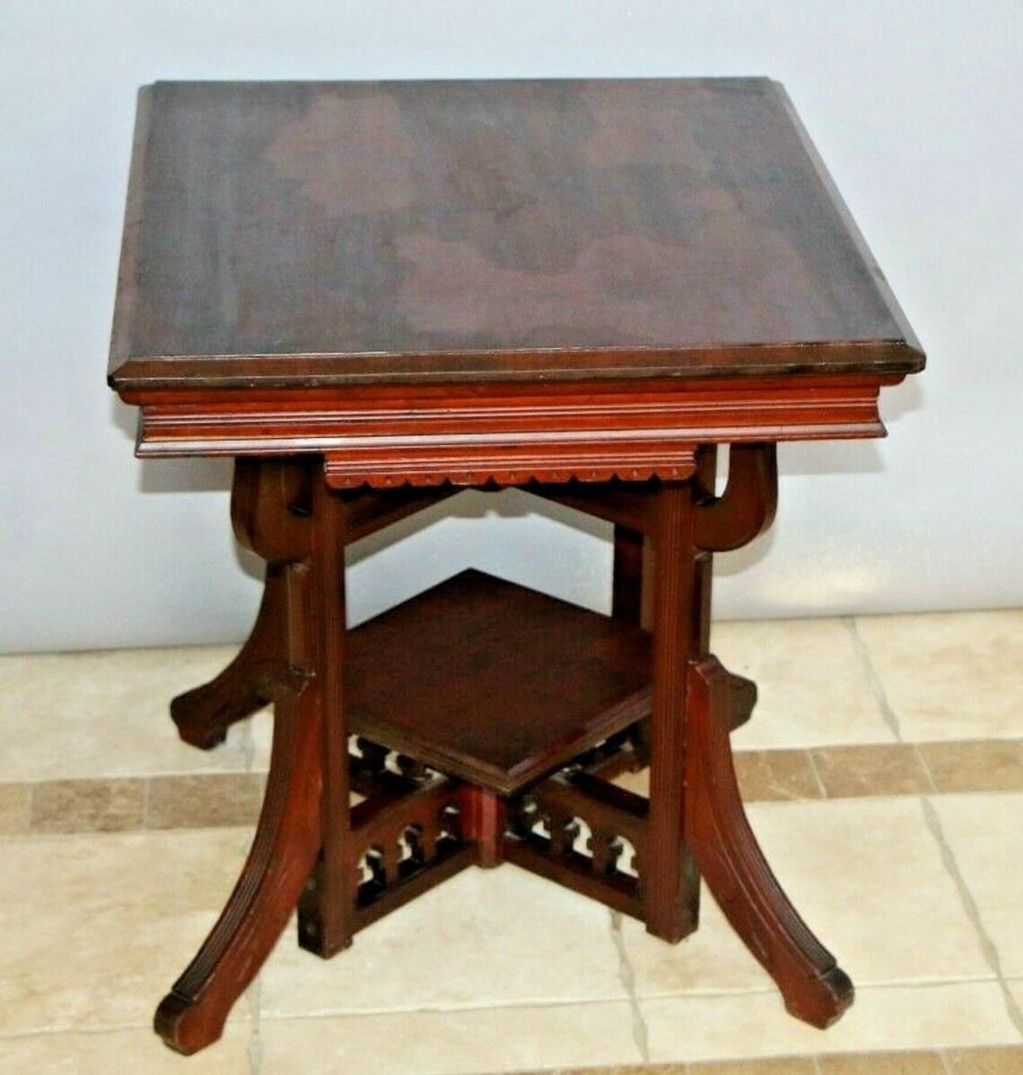 Antique Victorian Parlor Table Hand Carved Bottom Bookshelf | Etsy