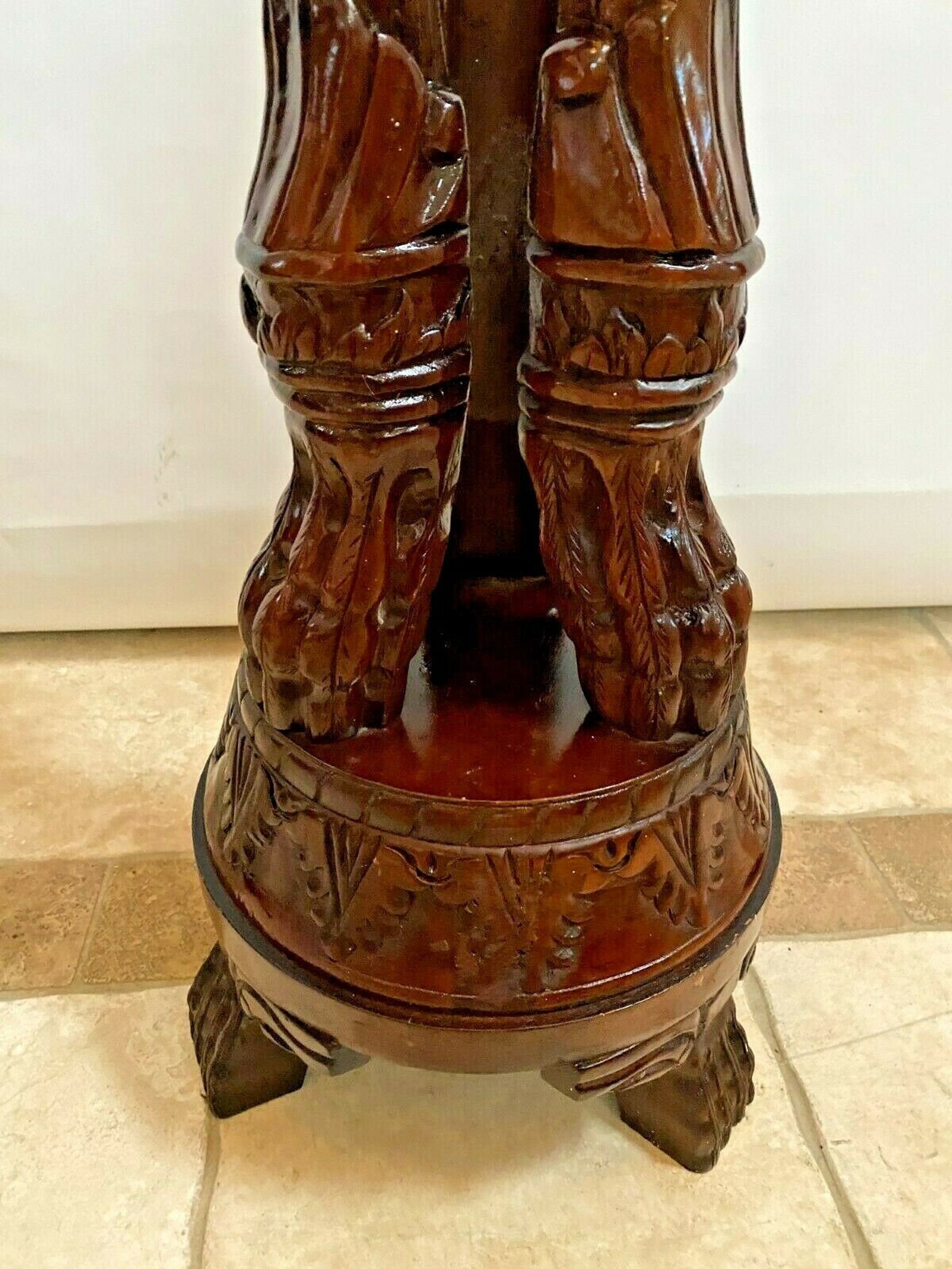 Hand Carved Tall Plant Stand Torchere Hawaiian Chief Wood - Etsy