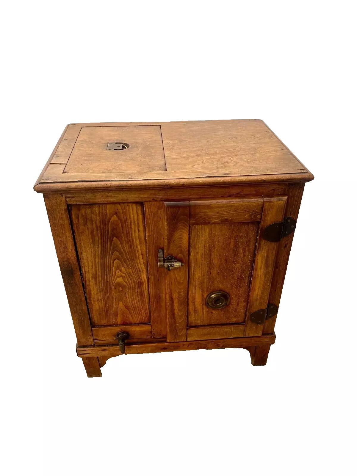 Italian Antique Ice Box Two Storage Cabinets Four Racks Top Access ...