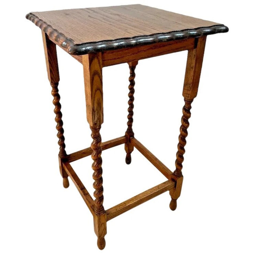 Antique Square Table Barley Twist Legs Solid Oak Boxed Base - Etsy