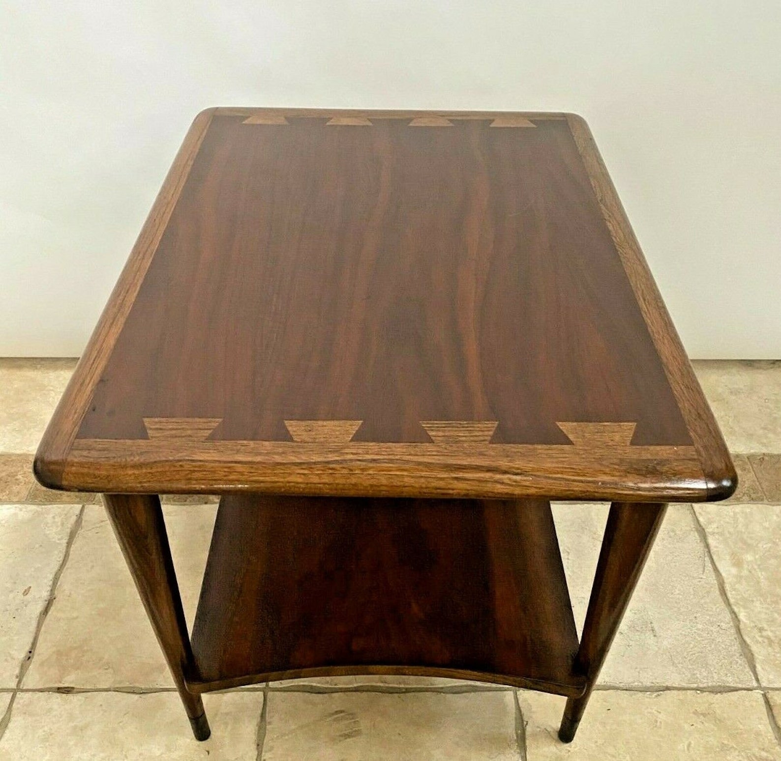 Mid Century Modern Lane Side Table Dark Walnut Nightstand With Bottom ...