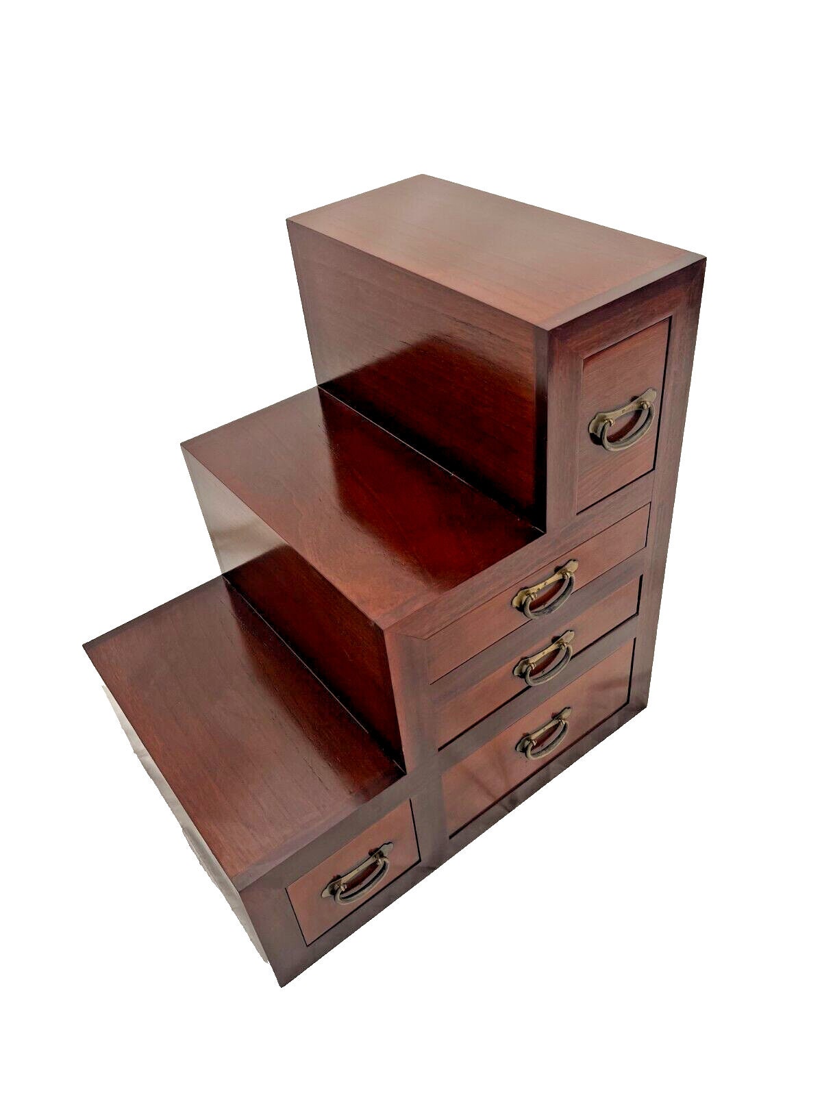 Vintage Tansu Step Chest Cabinet Five Pass Through Drawers Japanese ...