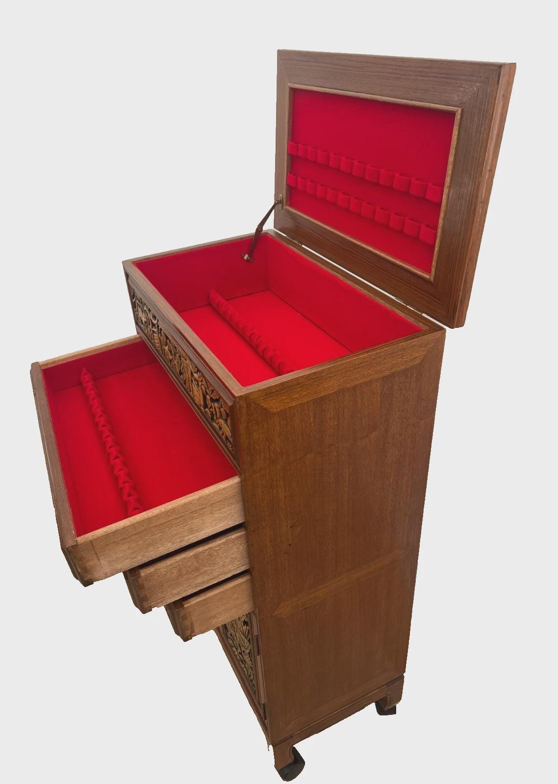 Mid Century Chinese Cabinet, Silverware Storage, Three Drawer's Hand ...
