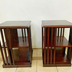Vintage Pair of Nightstand Book Stands Lamp Side Tables Four Sided Two ...
