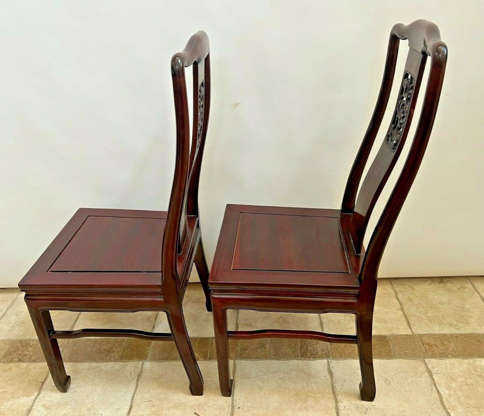 Vintage Side Chairs Asian Theme Dragon Carved Back Solid - Etsy