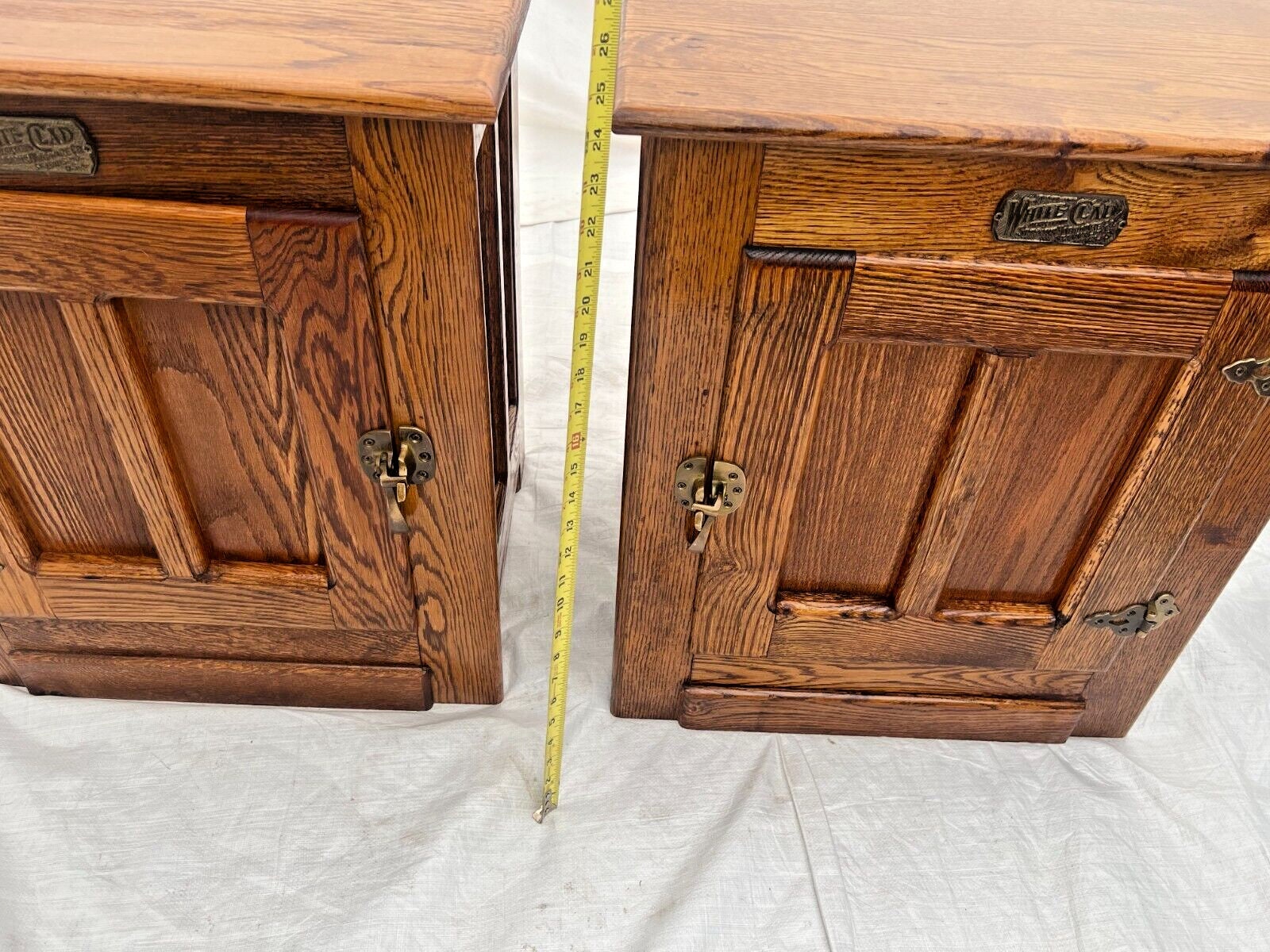 Retro Pair White Clad Cabinets Nightstands Ice Box Style Set of Two by ...